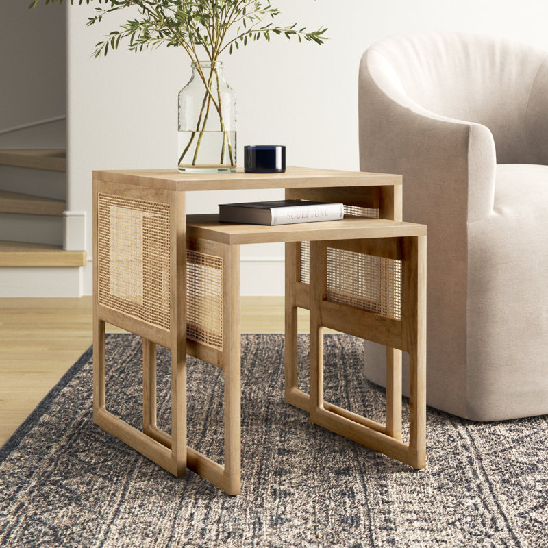 Light wood nesting tables store